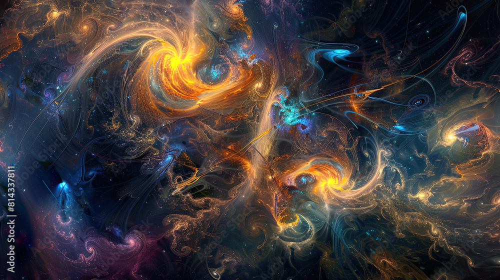 Exquisite digital art depicting an intricate intergalactic scene with ...