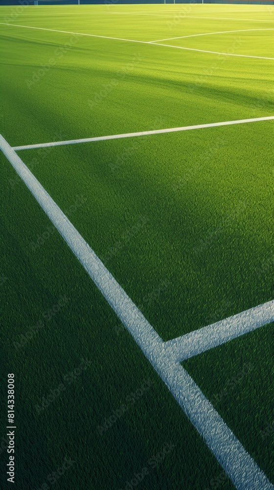 Close-up of artificial turf, grass track and field track on soccer ...