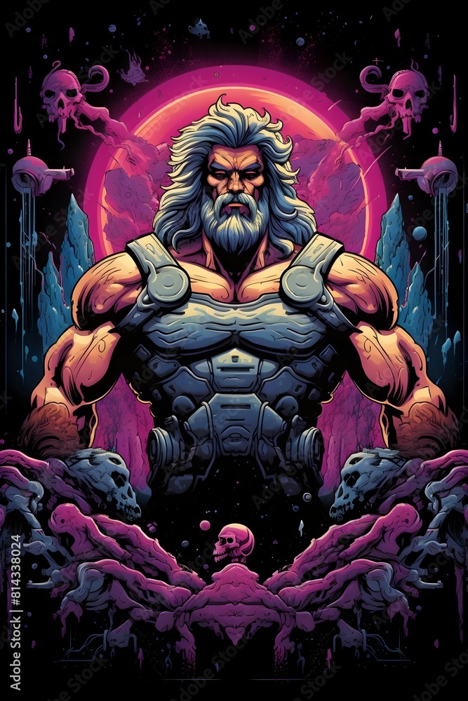 Hercules the Legendary Greek Warrior Hero Depicted in a Vivid Synthwave ...