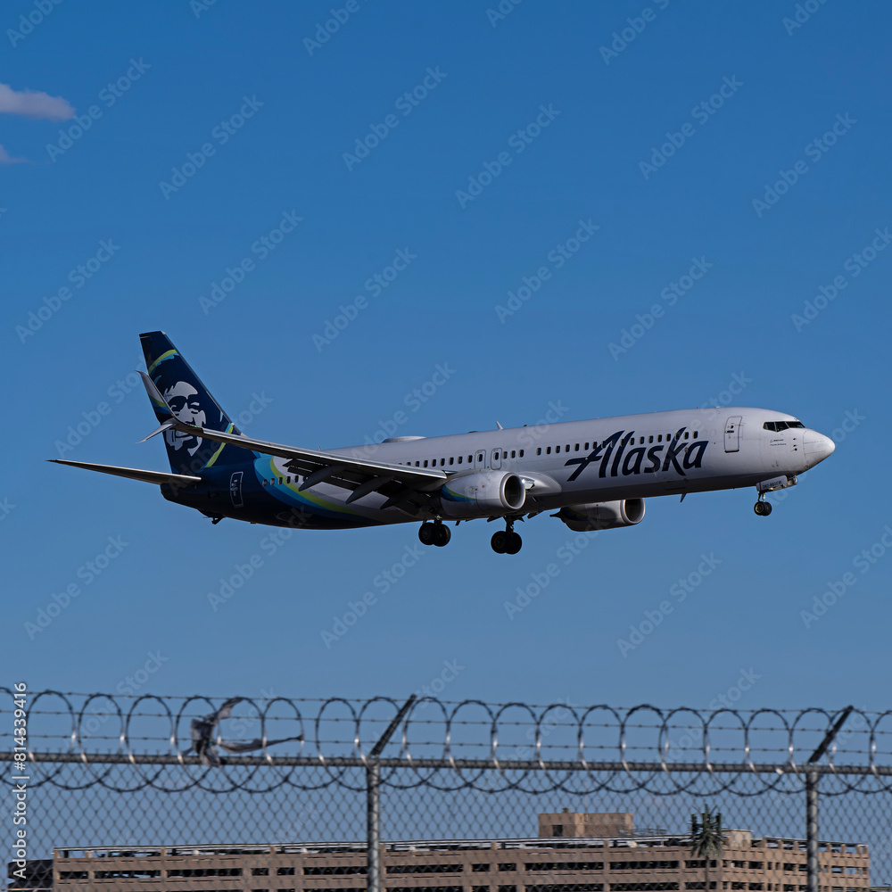 Phoenix Sky Harbor Airport 5-11-2024 Phoenix, AZ USA.. Alaska Airlines ...