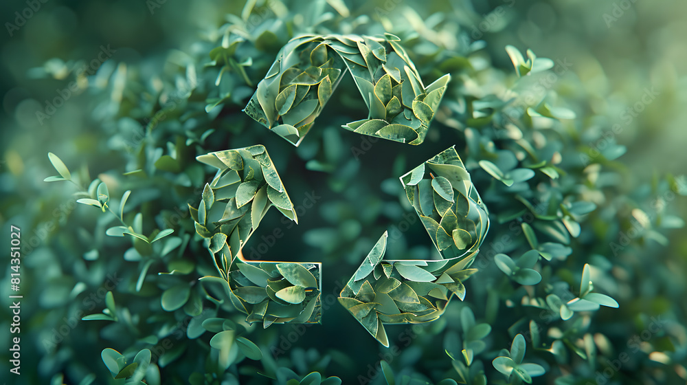 Clean power renewable energy the leaves recycling sign in the green ...