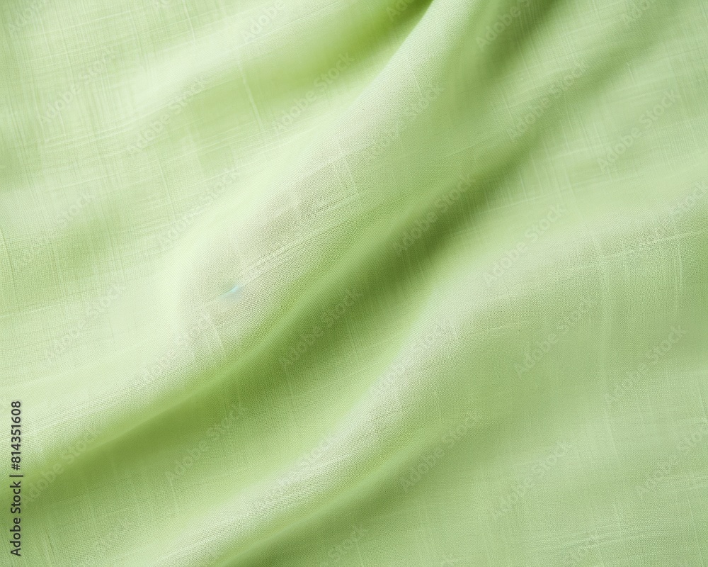 The image shows a close-up of a soft, green fabric. The fabric is ...