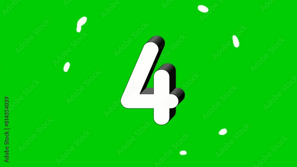 3D Number 4 four sign symbol animation motion graphics icon on green ...