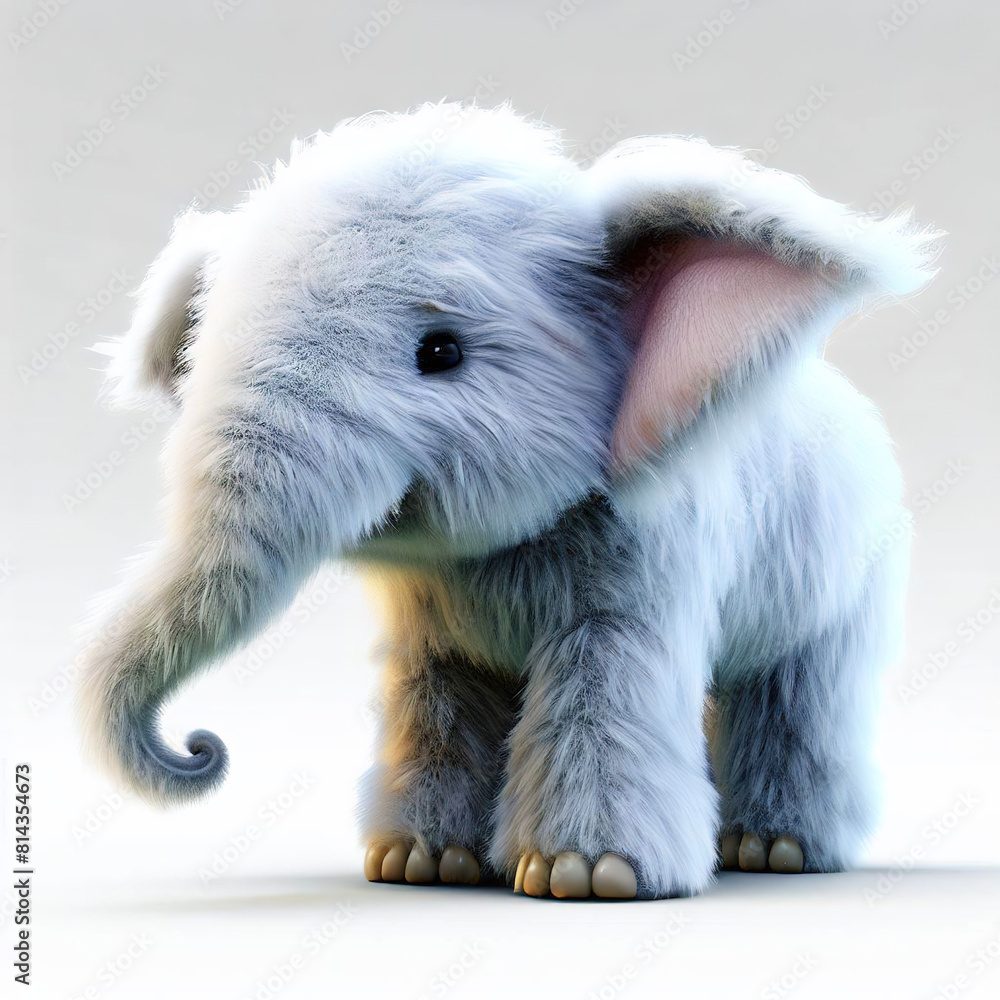 3D furry forest animal with beautiful colors and white background. with ...