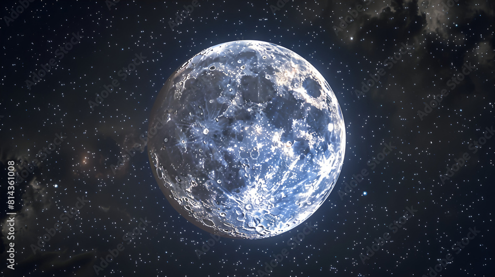 Realistic Style Full Moon The Moon Beautiful Moon Aspect 16:9 Stock ...