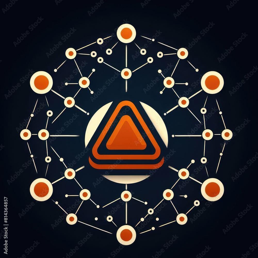stylized representation of a digital network with nodes connected by ...