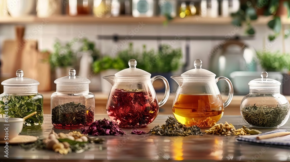 Detailed guide to herbal teas displayed with descriptions and health ...