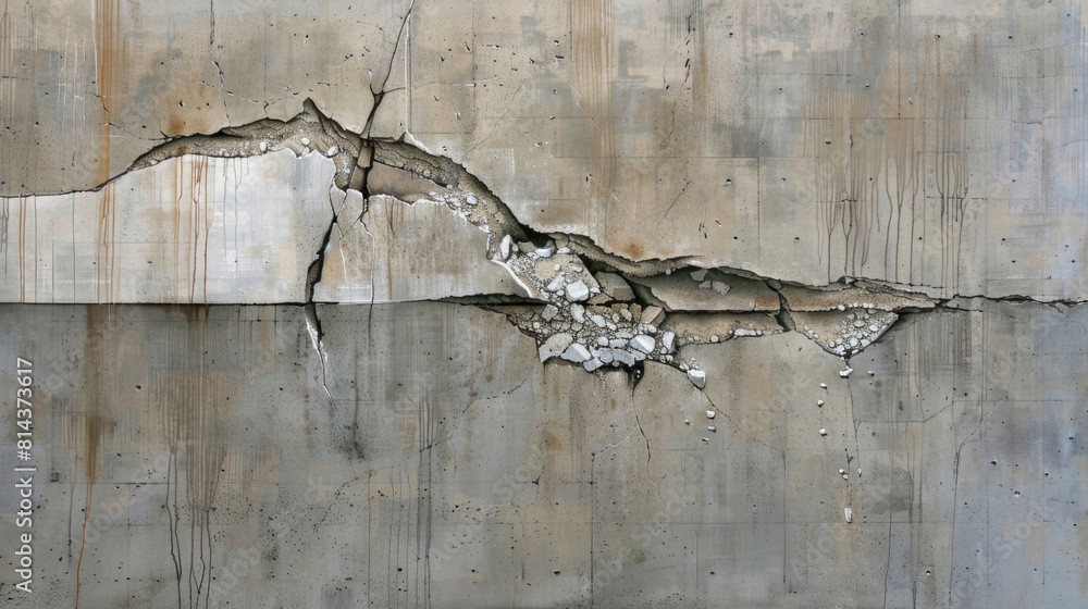 A jagged rupture tearing through the otherwise solid structure of a ...