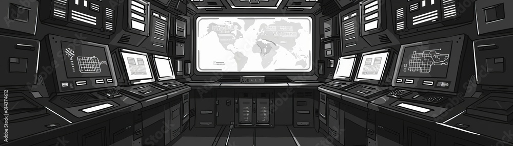 Hacking countermeasures flat design side view military base theme ...