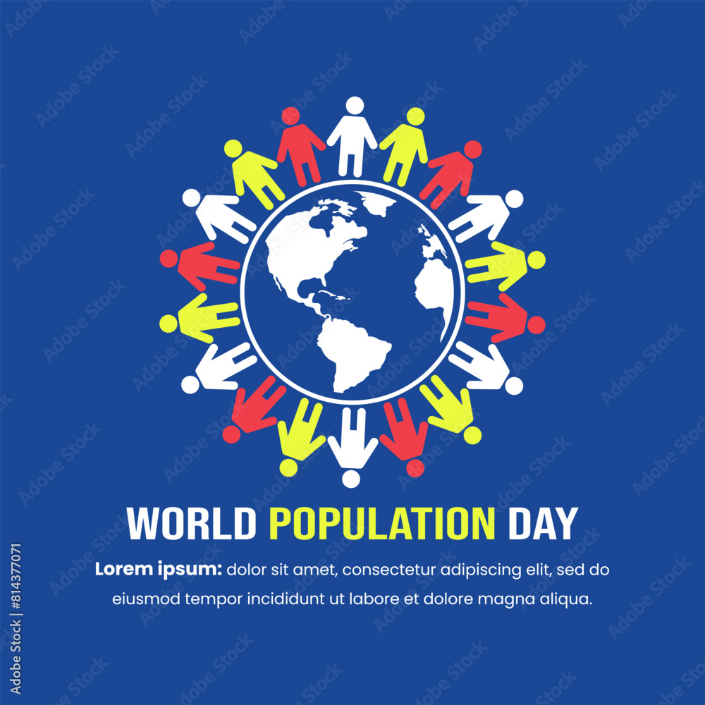 World population day illustration with globe vector illustration Stock ...