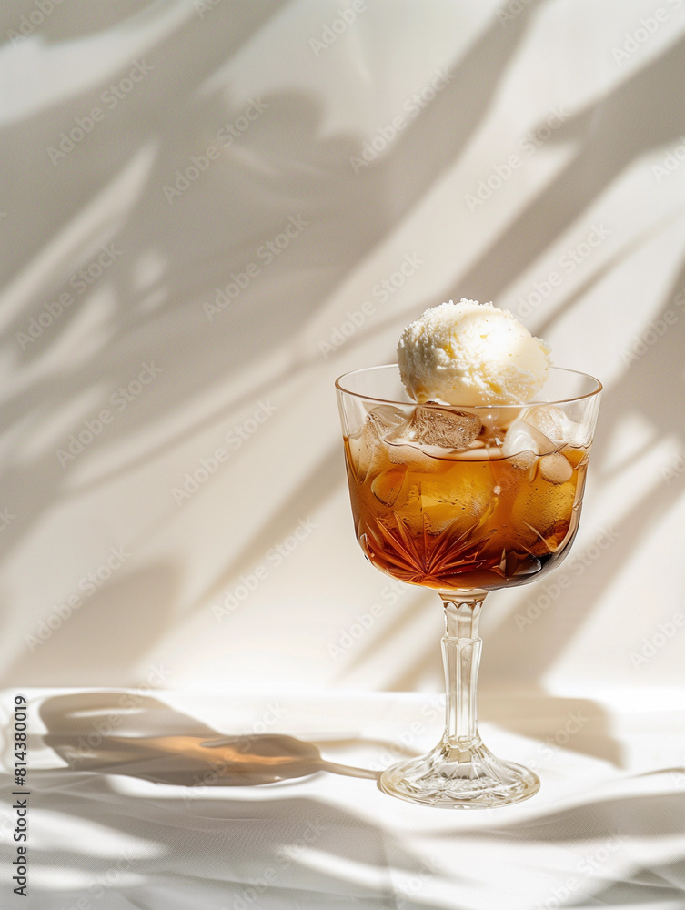 Icey cola vanilla ice cream soda cocktail float with gin rum bourbon ...