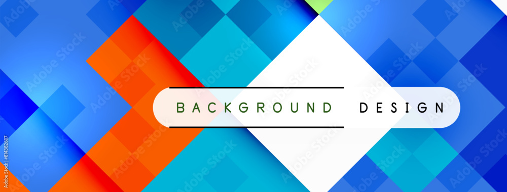 An electric blue background with azure squares and a triangle design ...