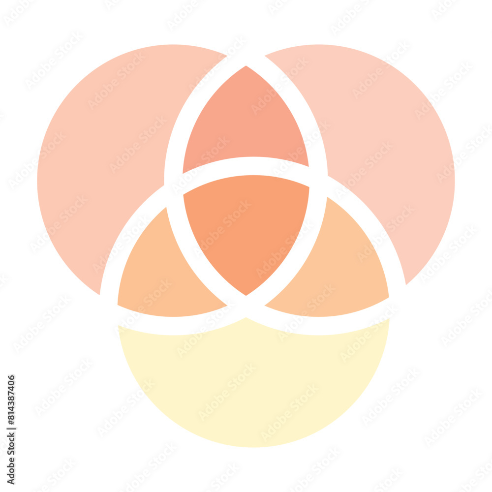Discrete maths glyph color icon. Overlapping circles. Intersection ...