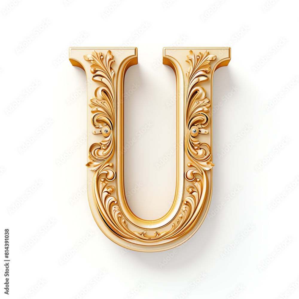 Gold letter U. Letter U in luxury style isolated white background Stock ...