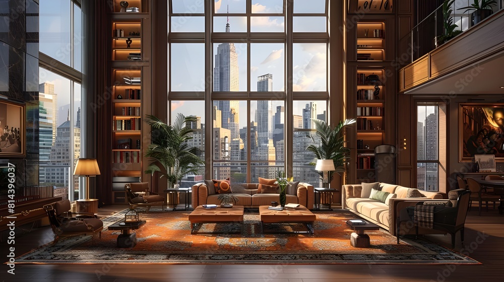 luxury modern architecture design in Manhattan, retro penthouse ...