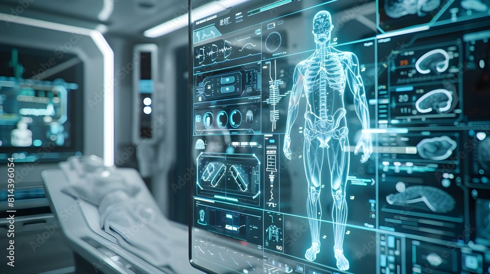 Doctor medical surgeon interact with 3D Graphical User Interface, VFX ...