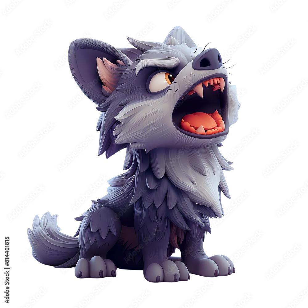 A cartoon wolf growls with its mouth open and teeth bared. isolated on ...