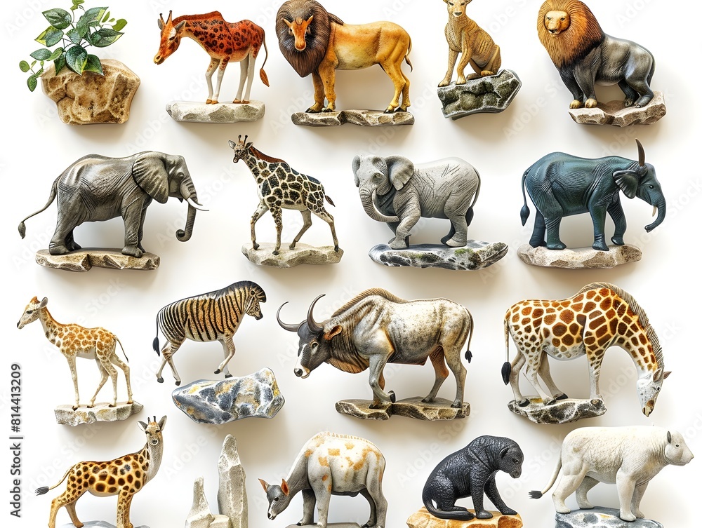 Detailed of Various Wild Animals in Natural Environments and Poses ...