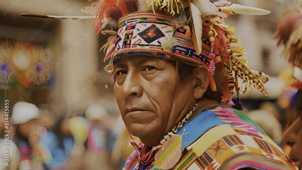 Traditional indigenous man in ceremonial attire at cultural event Stock ...