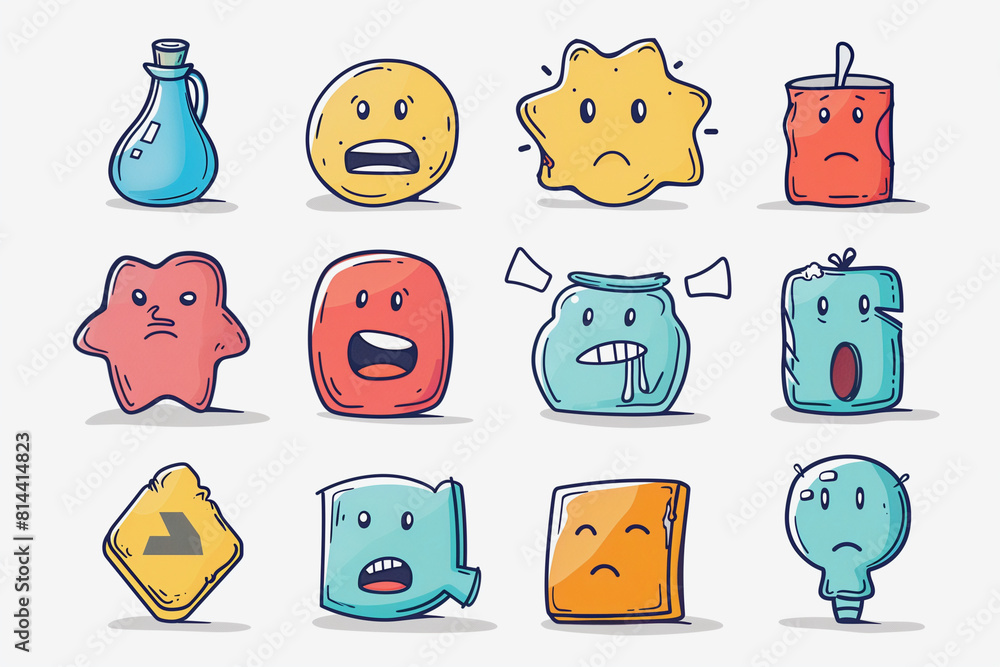 A set of cartoon food items including a donut, cupcake, and a ...