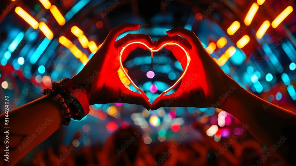 Hands Forming A Heart At Rave Electric Dance Music Festival (Generative ...