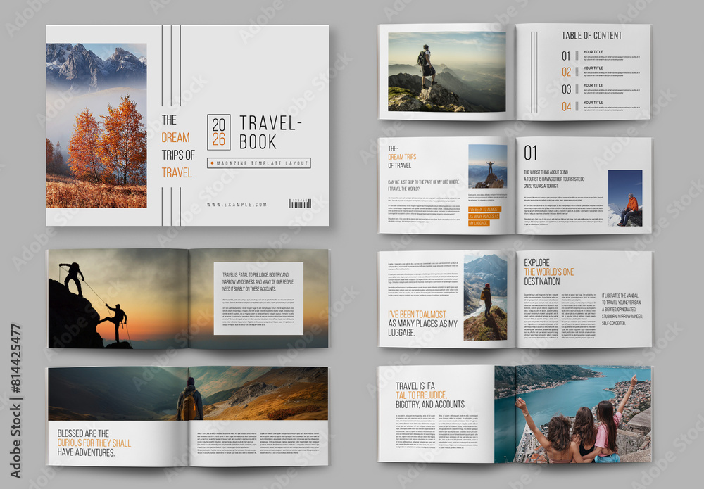 Travel Book Landscape Layout Stock Template | Adobe Stock