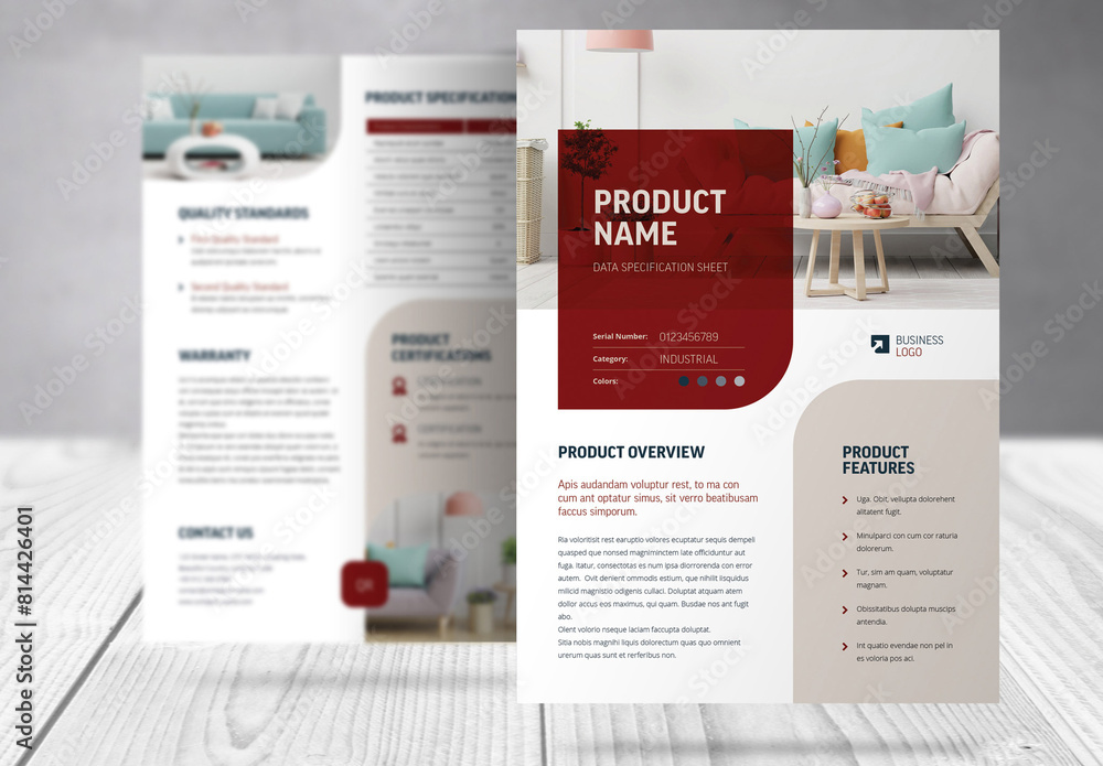 Product Data Specification Sheet Template Stock Template | Adobe Stock