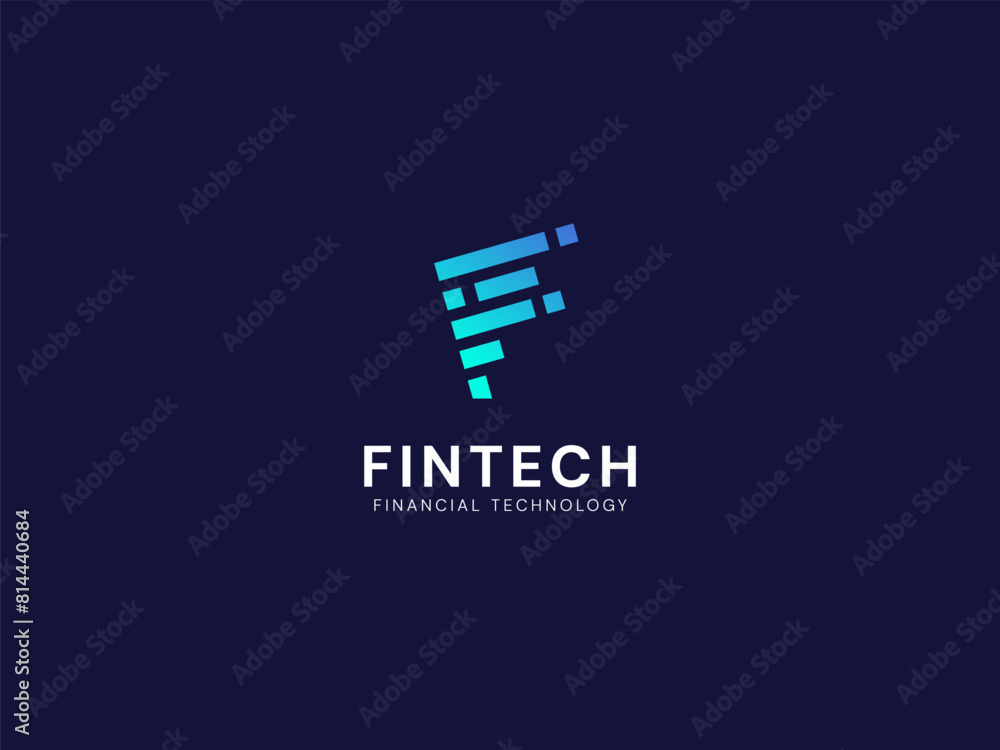 FinTech Financial Technology with letter F chart graph technology ...
