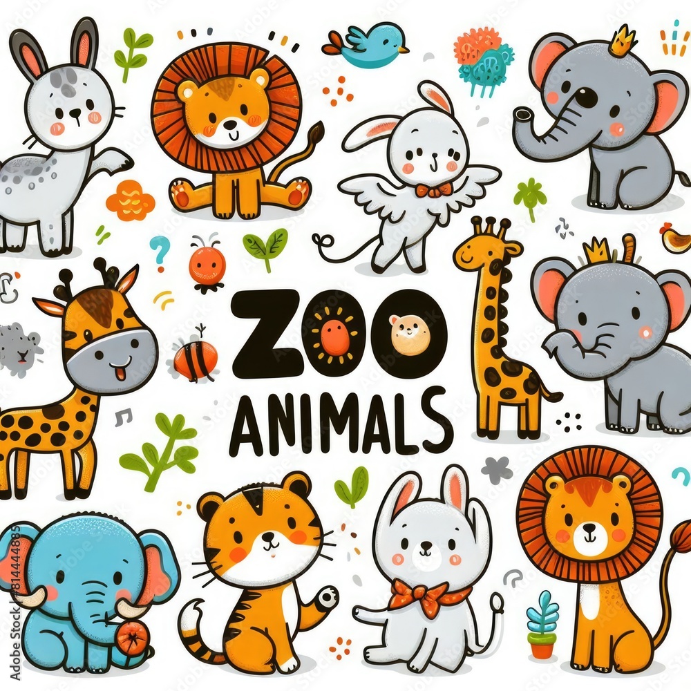 Cartoon Design of Zoo Animals Stock Illustration | Adobe Stock