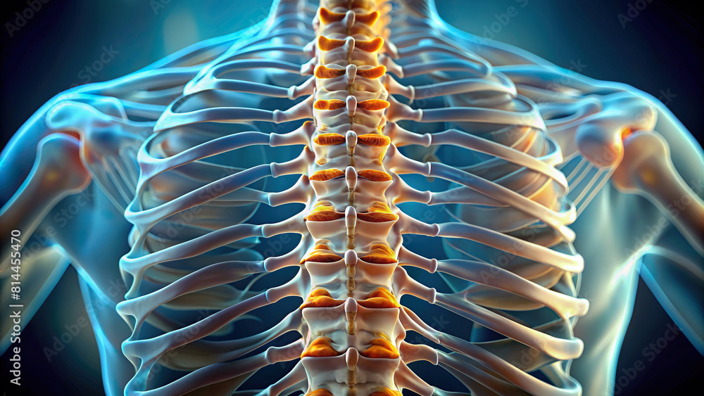 Extreme closeup of a spinal column, revealing the spinal bones ...