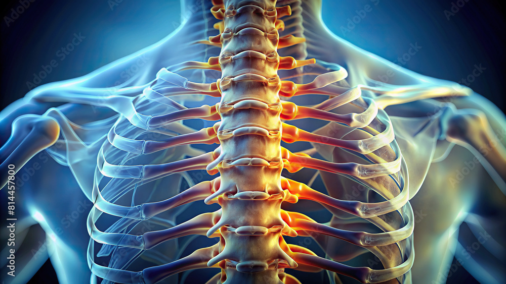 Extreme closeup of a spinal column, revealing the spinal bones ...