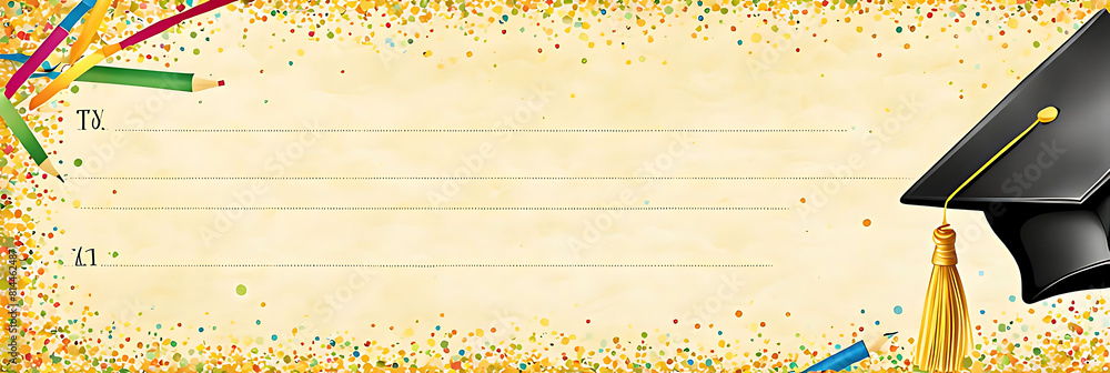 graduation party invitation template with festive background, blank ...