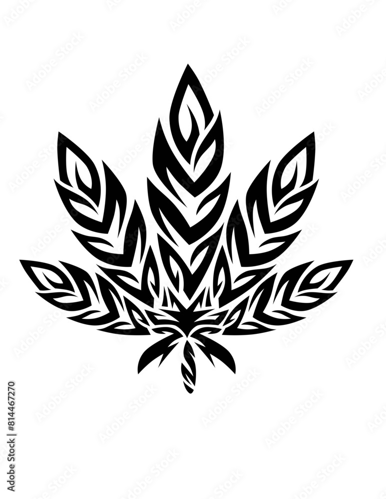 Cannabis Tribal Illustration, Cannabis Cut File, Marijuana Vector ...