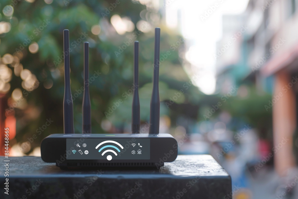 A modern 5G router providing high-speed wireless internet connection in ...