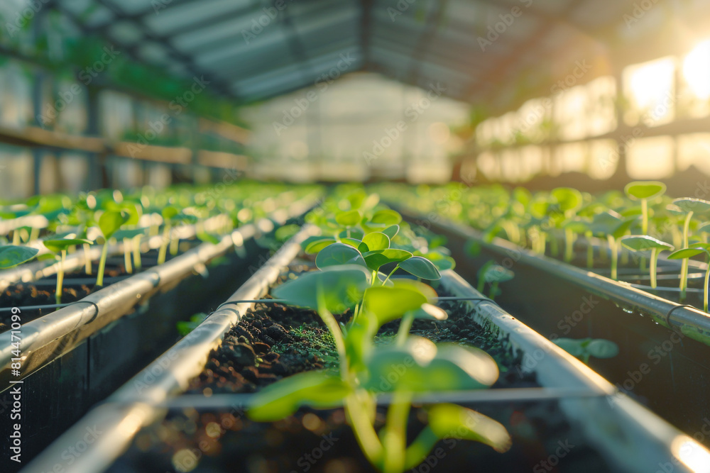 A modern greenhouse horticulture concept showcasing the efficient ...