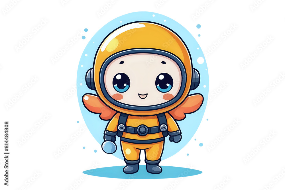 Diver, kawaii, cartoon characters, cute lines and colors, coloring ...
