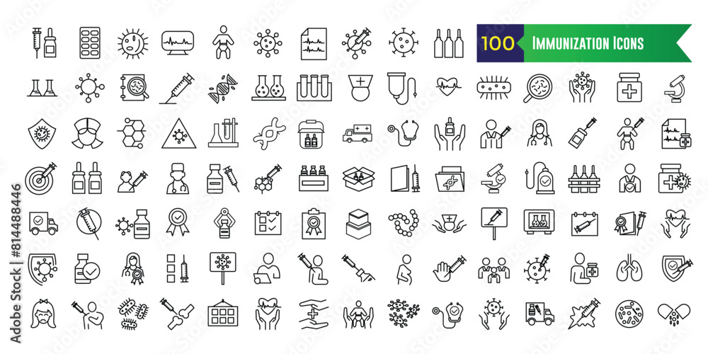 Immunization icons set. Outline set of immunization vector icons for ui ...