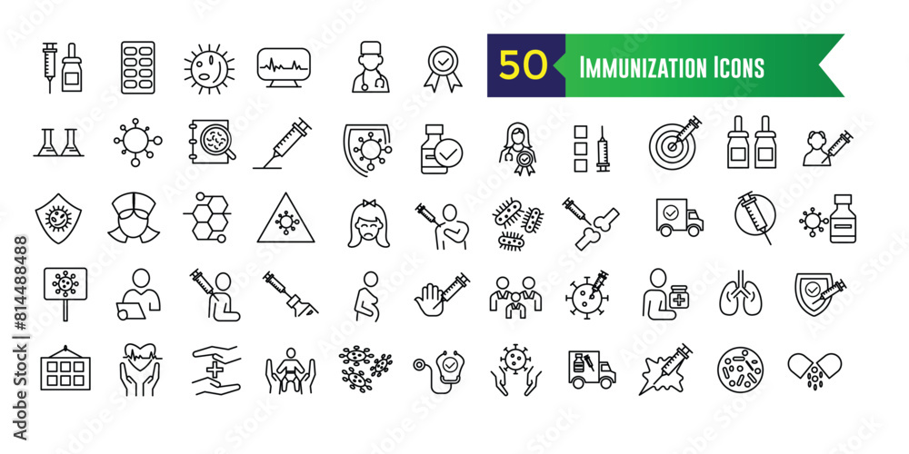 Immunization icons set. Outline set of immunization vector icons for ui ...