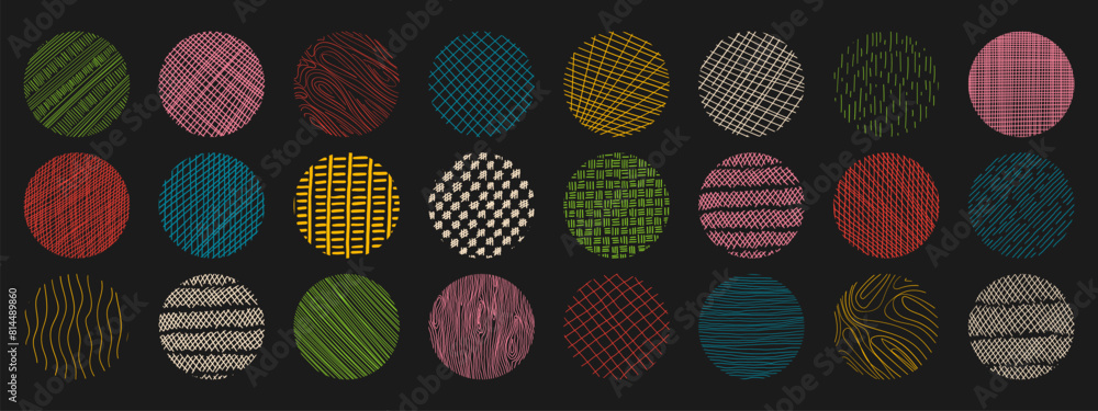 Circle patterns with hand drawn linear hatching and crosshatching ... Circle patterns with hand drawn linear hatching and crosshatching ...