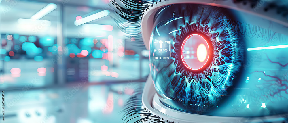 Highresolution image of a biometric eye scan in a hightech security ...