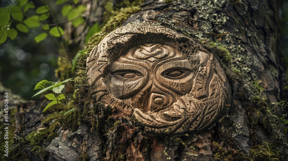 Enigmatic symbols on ancient trees their meanings shrouded wallpaper ...