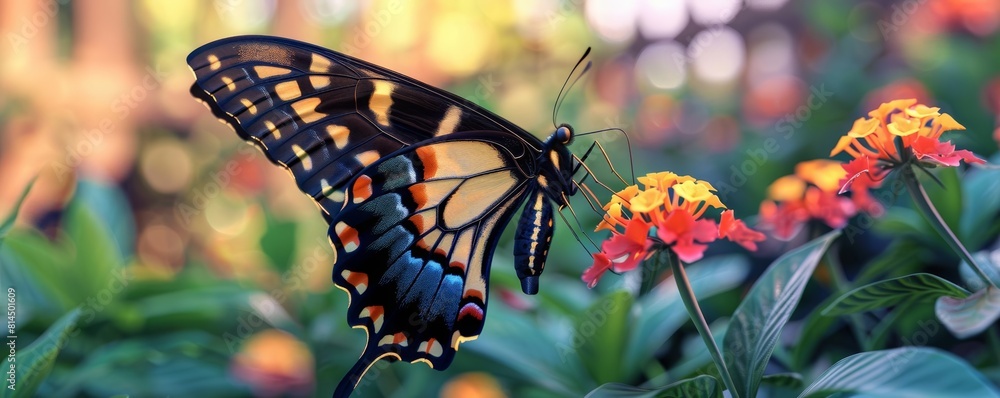 Swallowtail butterfly flat design side view garden visitors theme 3D ...
