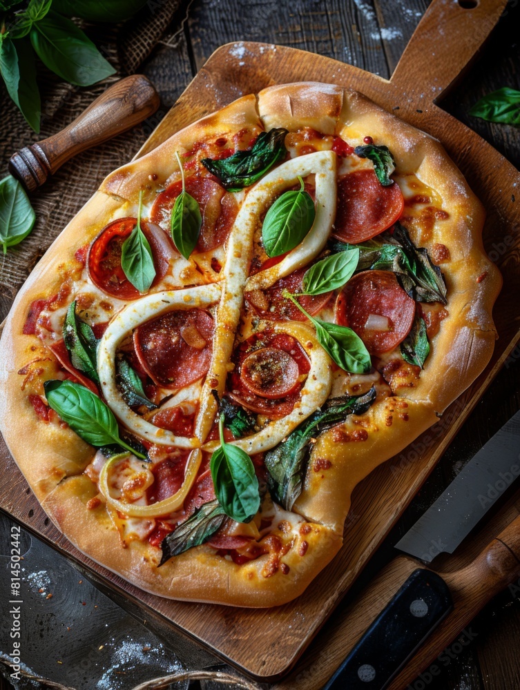 Clef made of pizza. A musical symbol used to indicate which notes are ...