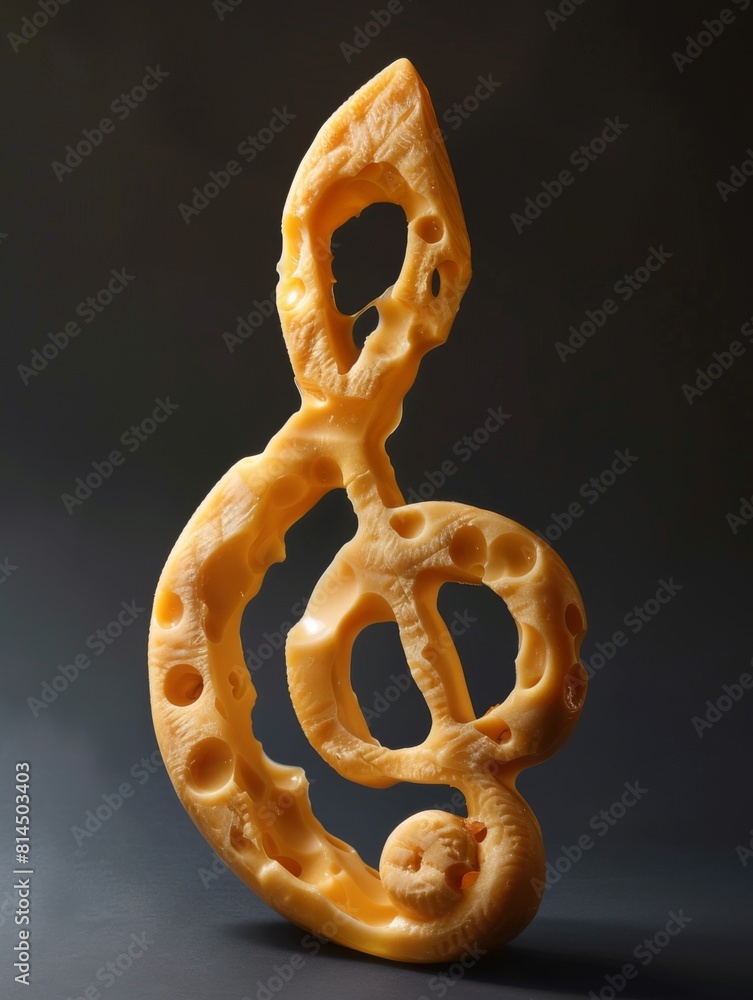 Foto de Clef made of cheese on dark background. A musical symbol used ...
