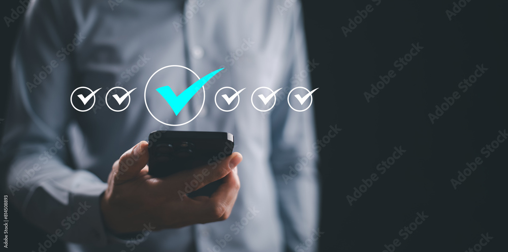 checklist and clipboard task documentation management, business people ...