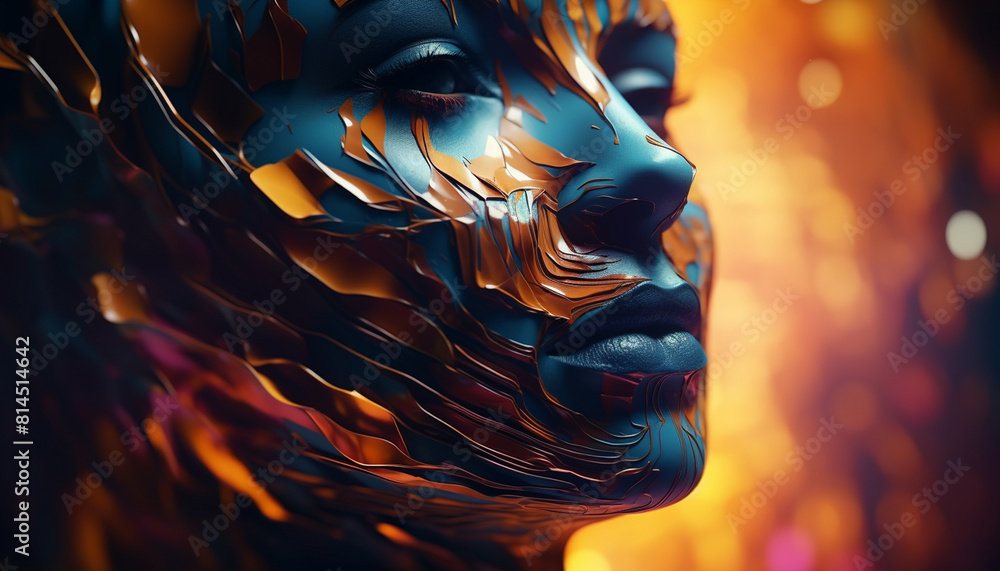 Abstract human face 3d render artificial intelligence. AI-Generated ...