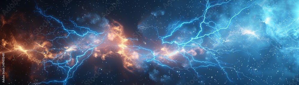 Anime-Style Illustration of Blue and Orange Lightning Bolts Clashing ...