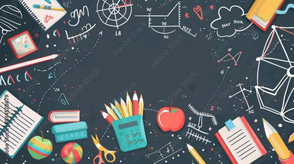 back to school vector background with books, pencil boxes filled of ...