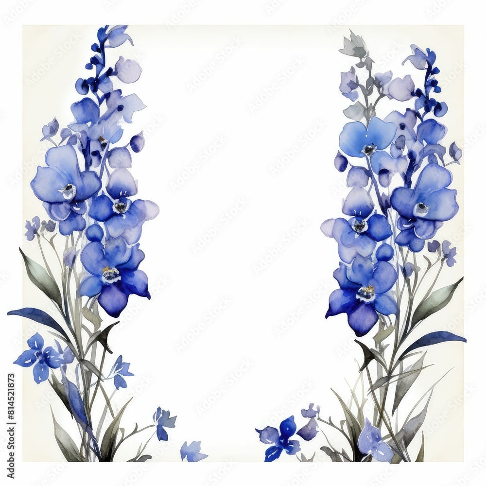 delphinium themed frame or border for photos and text. with tall spikes ...