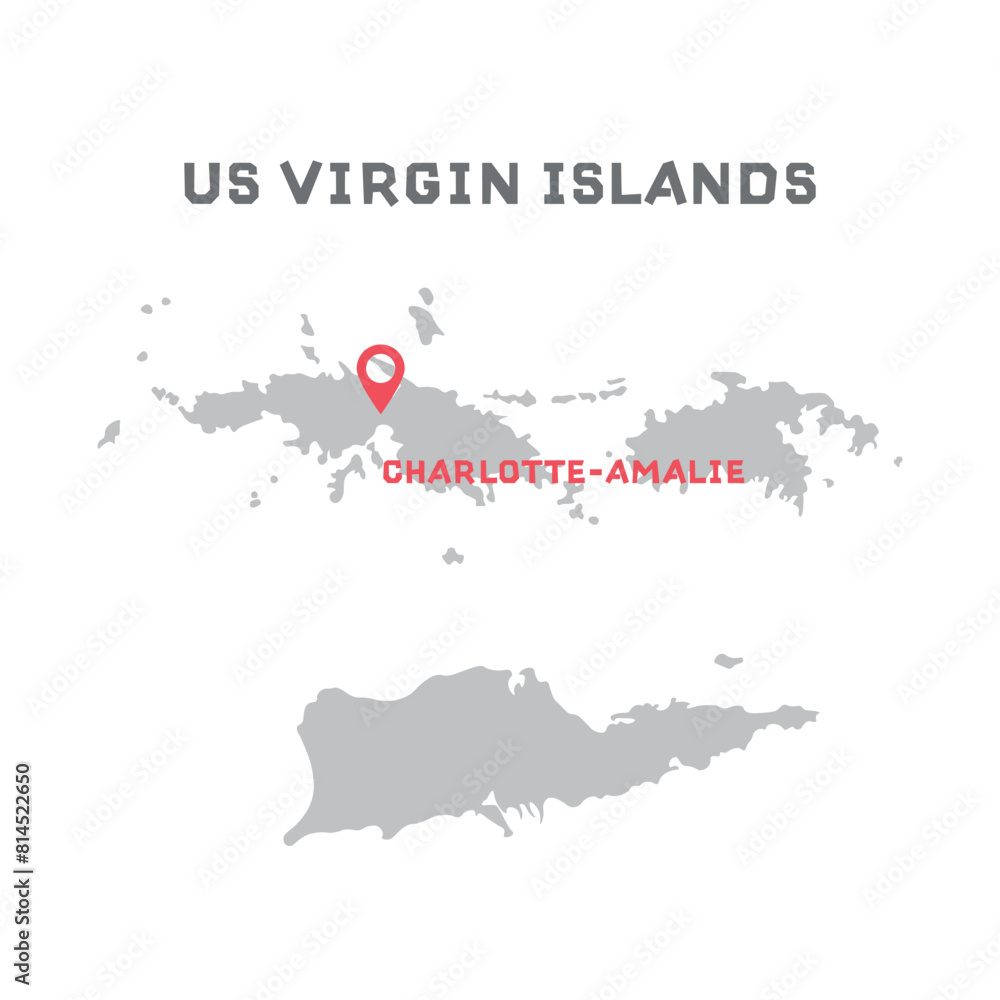 Us virgin islands vector map illustration, country map silhouette with ...